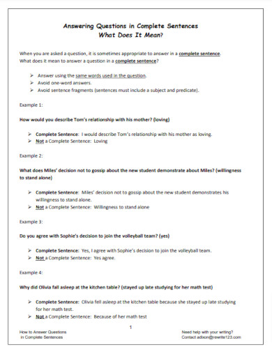 Complete Sentence - 30+ Examples, How to Create