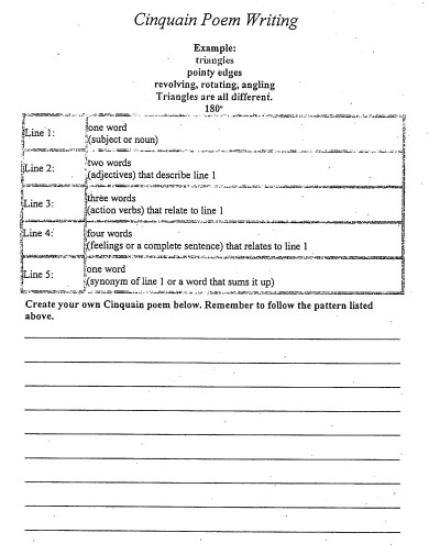 Cinquain Poem - 40+ Examples, How to Write, PDF