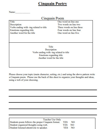 Cinquain Poem - 40+ Examples, How to Write, PDF