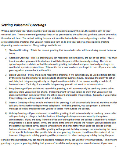30+ Voicemail Greeting Examples in PDF | Examples