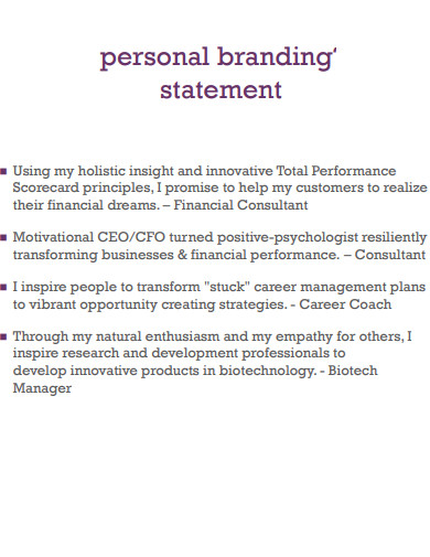 30+ Personal Brand Statement Examples in PDF | Examples