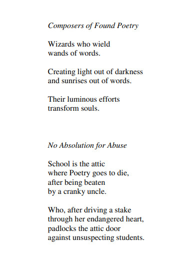 30+ Found Poem Examples in PDF | Examples