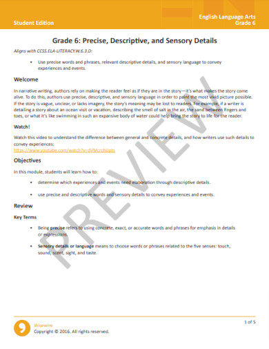 16+ Sensory Details - Examples, PDF, Google Docs | Examples