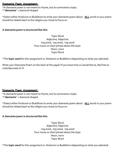 30+ Diamante Poem Examples in PDF | Examples
