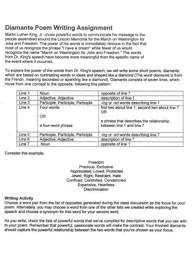 30+ Diamante Poem Examples in PDF | Examples