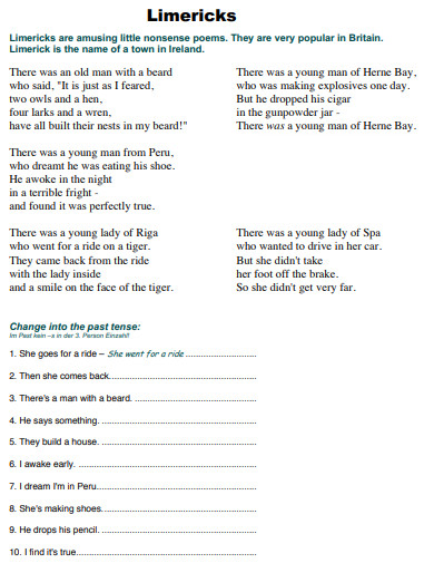 30+ Limerick Poem Examples in PDF | Examples