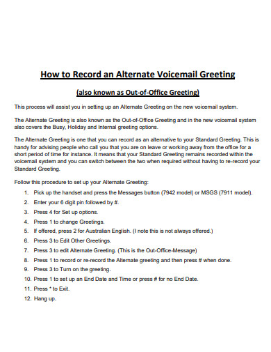 30+ Voicemail Greeting Examples in PDF | Examples