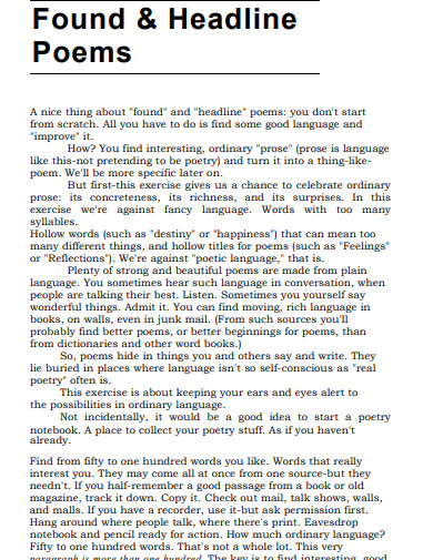 30+ Found Poem Examples in PDF | Examples