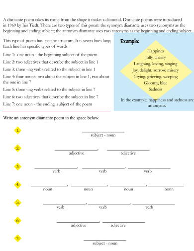 30+ Diamante Poem Examples in PDF | Examples