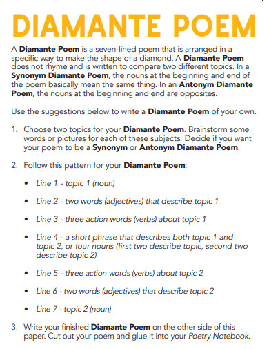 30+ Diamante Poem Examples in PDF | Examples