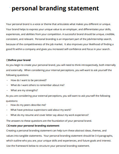 30+ Personal Brand Statement Examples in PDF | Examples