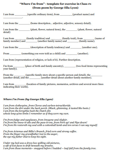 I Am from Poem - 30+ Examples, Format, How to Write, PDF