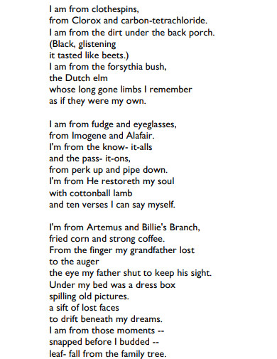 I Am from Poem - 30+ Examples, Format, How to Write, PDF