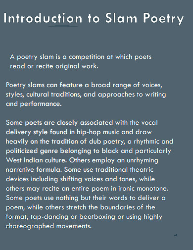 30+ Slam Poetry Examples in PDF | Examples