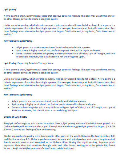 30+ Lyric Poem Examples in PDF, Google Docs | Examples