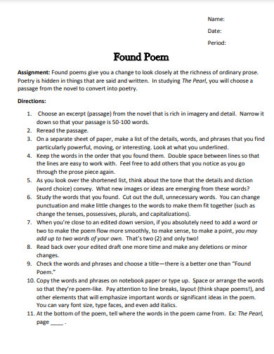 30+ Found Poem Examples in PDF | Examples