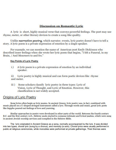 30+ Lyric Poem Examples in PDF, Google Docs | Examples