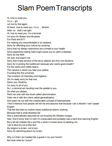 30+ Slam Poetry Examples in PDF | Examples