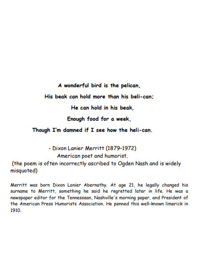 30+ Limerick Poem Examples in PDF | Examples