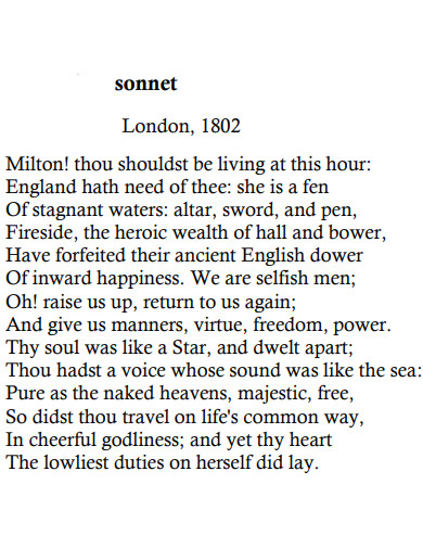 30+ Sonnet Poem Examples in PDF | Examples