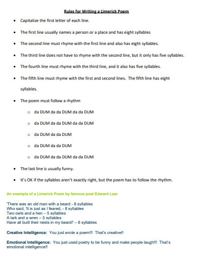 30+ Limerick Poem Examples in PDF | Examples