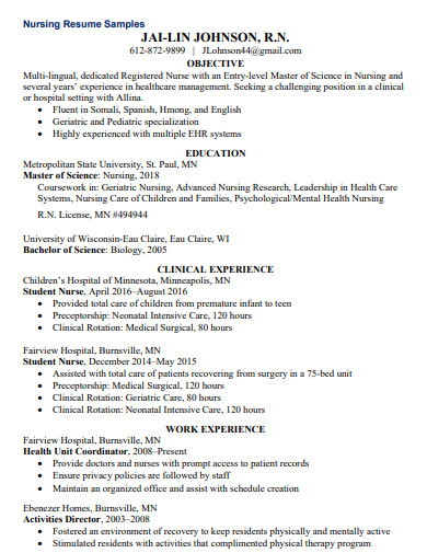 30+ Nursing Resume Examples in PDF | Examples
