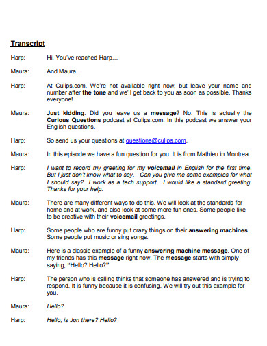 30+ Voicemail Greeting Examples in PDF | Examples