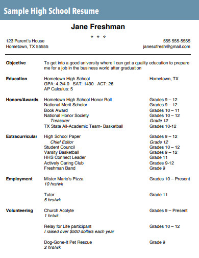 High School Students Resume - 30+ Examples, Word, Google Docs, Apple ...