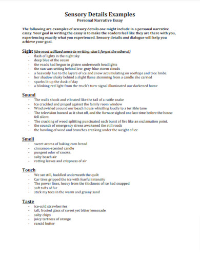 16 Sensory Details Examples PDF Google Docs Examples 16 Sensory Details Examples PDF Google Docs Examples