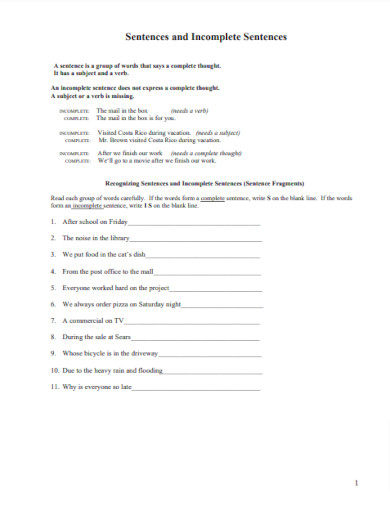 Complete Sentence - 30+ Examples, How to Create