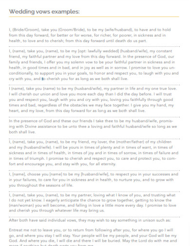 24+ Unique Wedding Vows - Examples, PDF | Examples