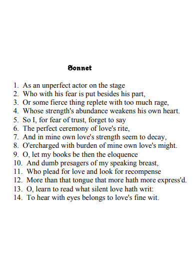 30+ Sonnet Poem Examples in PDF | Examples