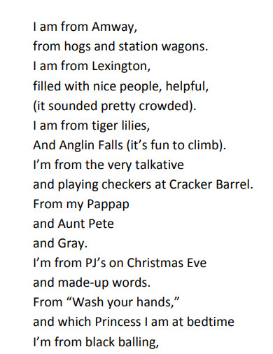 I Am from Poem - 30+ Examples, Format, How to Write, PDF