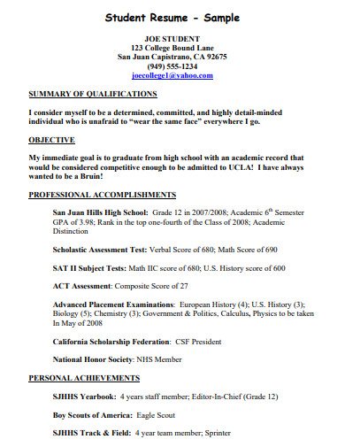 High School Students Resume - 30+ Examples, Word, Google Docs, Apple ...