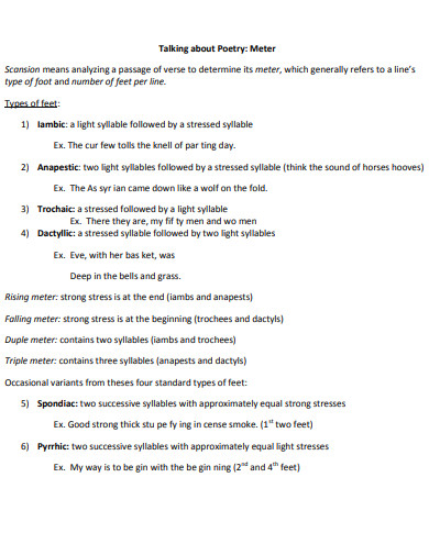 30+ Meter Poem Examples in PDF | Examples