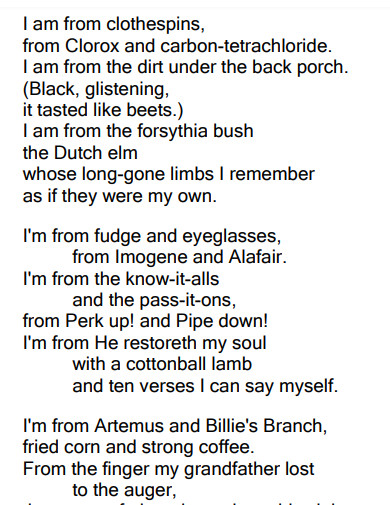 I Am from Poem - 30+ Examples, Format, How to Write, PDF