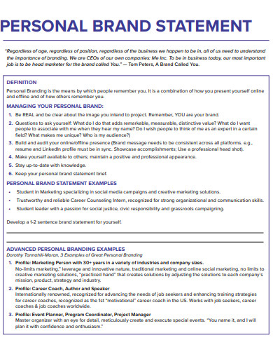 30+ Personal Brand Statement Examples in PDF | Examples