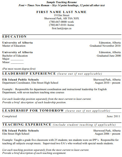 30+ Teacher Resume Examples in InDesign | Illustrator | Word | Apple ...