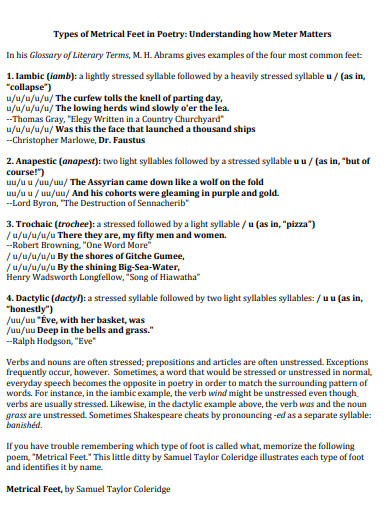 30+ Meter Poem Examples in PDF | Examples