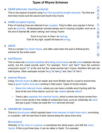 28+ Rhyme Scheme Examples in PDF | Examples