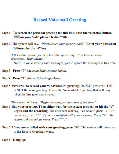 30+ Voicemail Greeting Examples in PDF | Examples