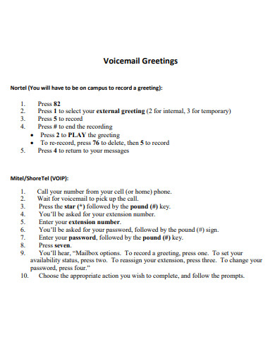 30+ Voicemail Greeting Examples in PDF | Examples