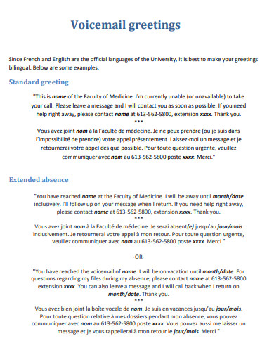 30+ Voicemail Greeting Examples in PDF | Examples