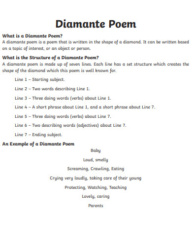 30+ Diamante Poem Examples in PDF | Examples