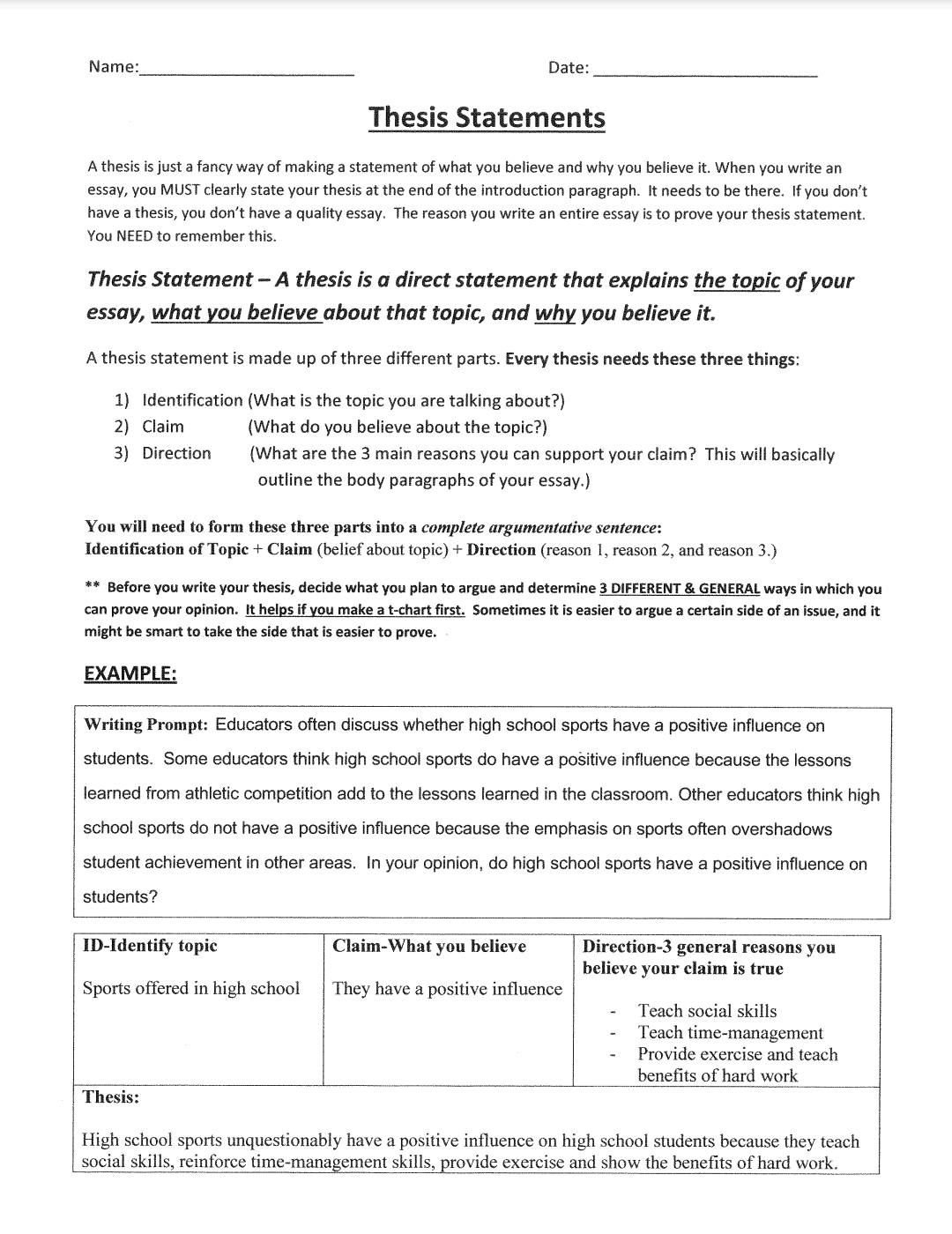 100 Three Point Thesis Statement Examples How To Write Tips Examples