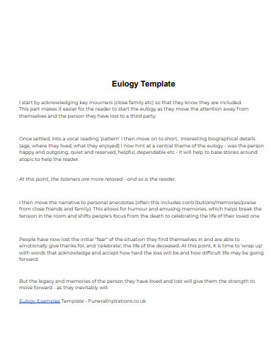 30+ Short Eulogy Examples in PDF, Illustrator, InDesign, MS Word, Pages ...