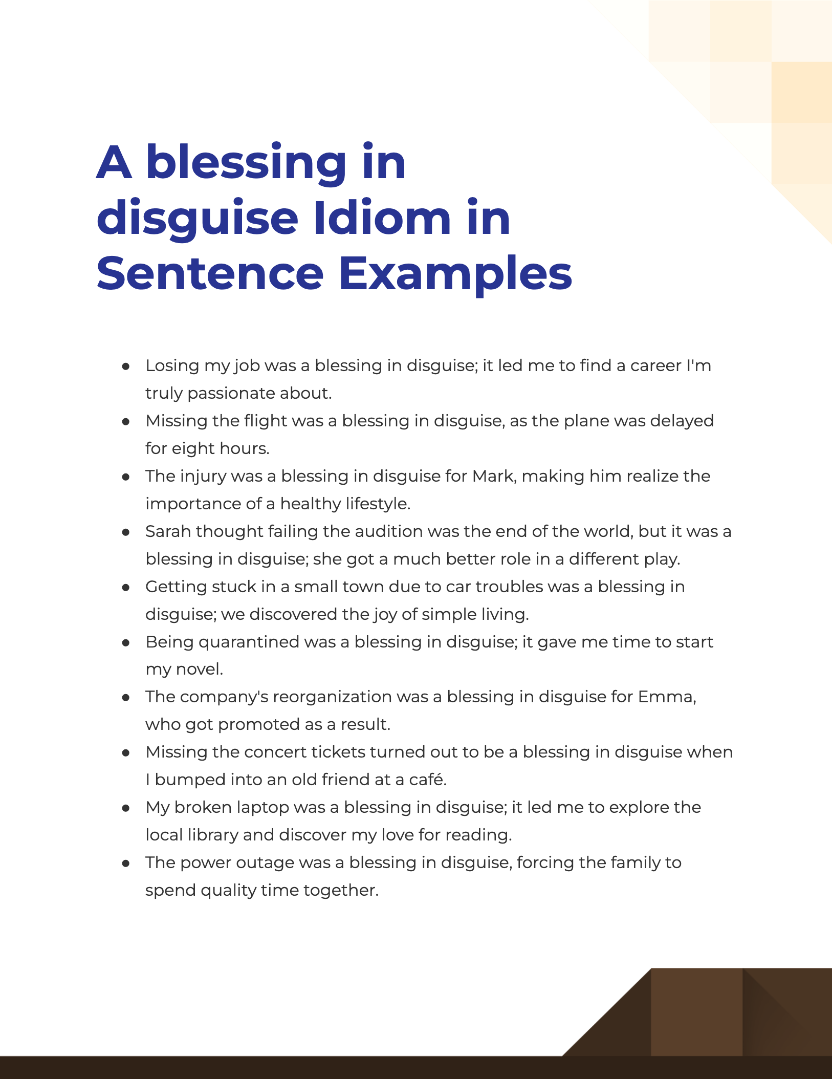 A blessing in disguise Idiom Meaning, Sentence Examples, How to Use Guide | Examples