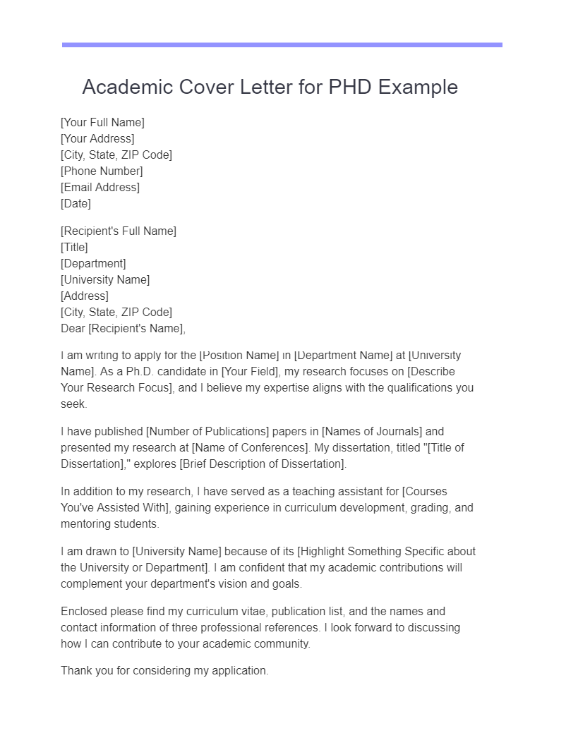 Academic Cover Letter 20 Examples Format PDF