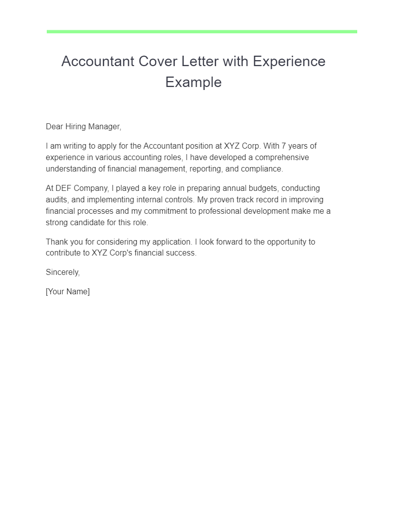 Accountant Cover Letter - 21+ Examples, Format, How to write, PDF