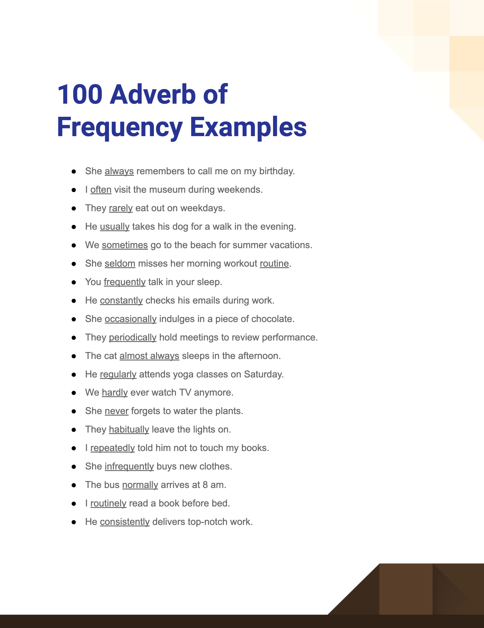 Adverb of Frequency - 99+ Examples, How to Use, PDF, Tips